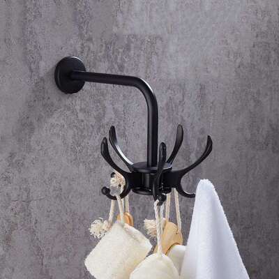 美式色卫生间不UTL锈钢复活动挂衣浴室古旋转折叠毛黑巾钩挂