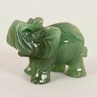Handmade Carved Tangling Jade Elephant Gemstone Natural Crys