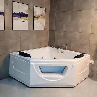 百氏洁卫浴 转角按摩浴缸 双人三角带玻璃外贸出口浴盆Jacuzzi