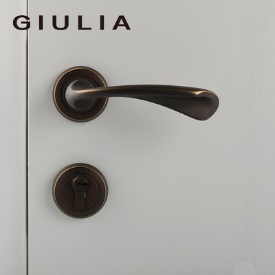 GIULIA黄铜复古咖啡古铜黑色法式门锁美式静音门锁欧式双门把