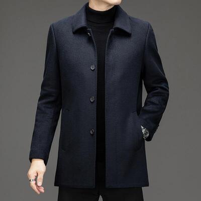 冬季新双面呢大衣男中年翻夹领闲休可2316-WL款脱卸内胆外套男装