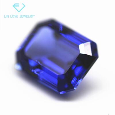 长方形倒角车平培育蓝宝石 祖母绿切工实验室培植再生长sapphire