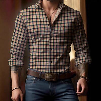Men's Formal Fitted Long Sleeve Collared Shirt Non-Sheer