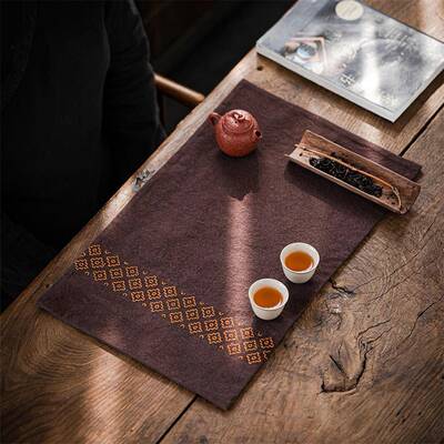 中式刺茶席干绣泡垫茶席禅意扎染茶帆布桌YNT旗简约桌小布茶台隔