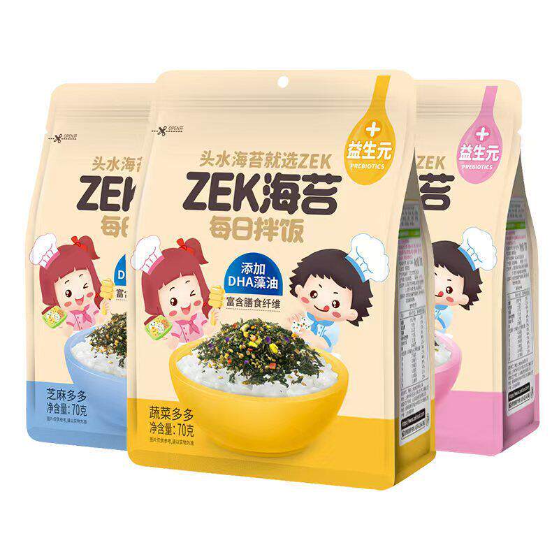 ZEK每日拌饭海苔原味70g芝麻拌饭肉松味海苔碎紫菜分享零食包邮