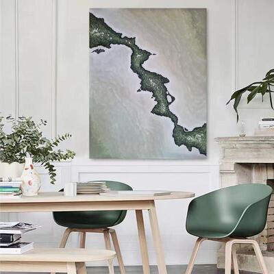 HW.paint原创手绘《梅沙湾》侘寂赤贫风客厅手工抽象油画玄关挂画