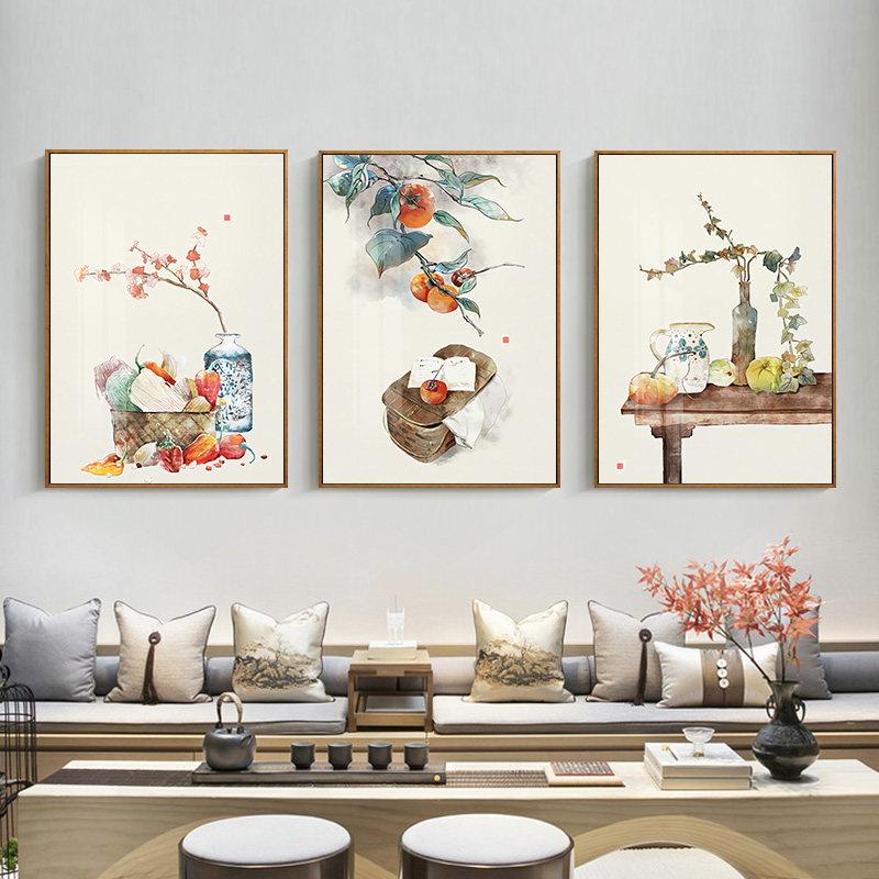 新中式餐厅装饰画饭店客厅中国风墙面壁画书房办公室茶室民俗挂画