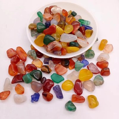 扁珠鱼缸装饰造景玻璃瓶鹅卵石阳台彩色小石子水培五彩石头