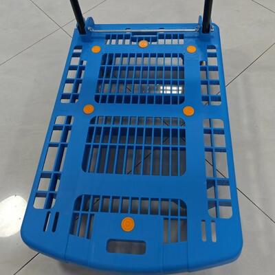 五金工具车拉货小推车镂空平394车板折叠全塑静音手一体成拉型货