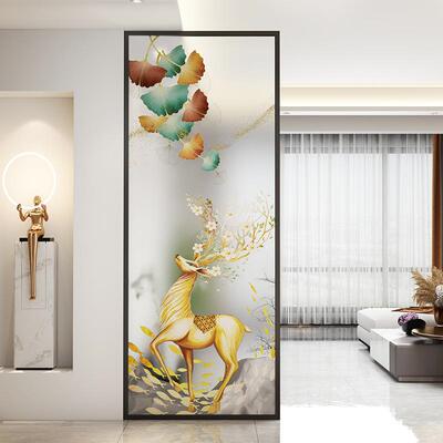 轻奢艺术屏风铁办艺隔断墙璃客厅玄关玻fg5555金属隔断公室玻璃屏