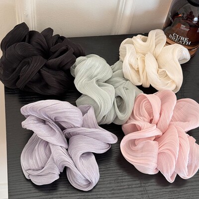 【下单立减30】超大号木耳褶皱亮纱精致大肠显脸小氛围感H247