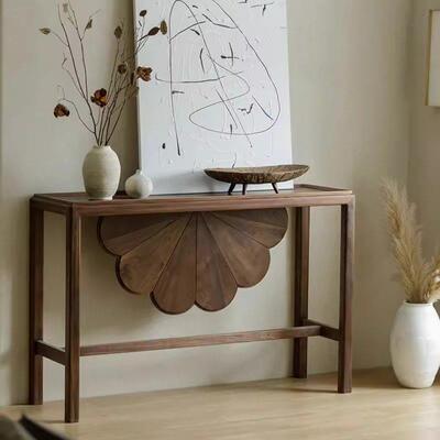 新中式黑胡桃木玄关桌实木条案供桌极窄走廊厅堂条几展示柜案台