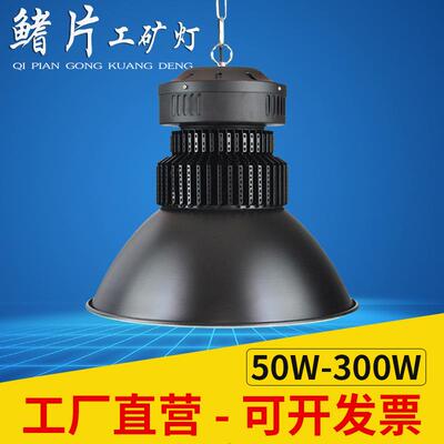 黑色鳍片工矿灯led厂房灯车间仓库天棚灯工业照明吊灯罩子50W300W