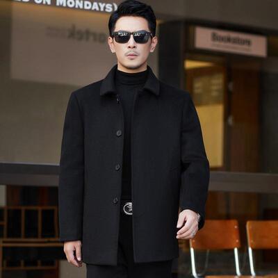 中款羊绒大衣男商2248-KJ务翻领羽绒胆风衣加冬厚保长暖装内爸爸