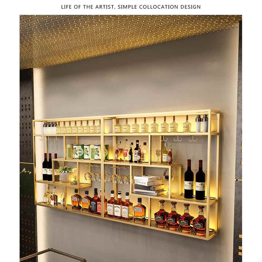 酒吧带灯酒架酒柜壁挂式餐厅饭店洋酒白酒展示架墙壁悬挂式红酒架