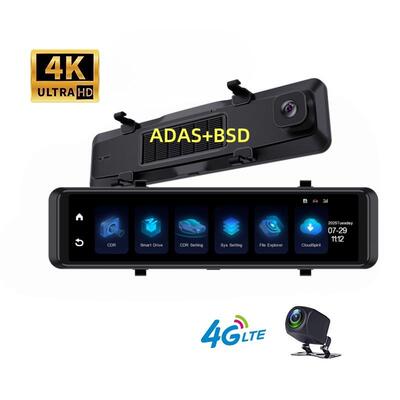 新款4K+4G+1080P后视镜12寸全屏前后双录行车记录仪前ADAS后BSD