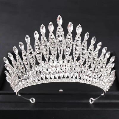Silver Color Crystal Queen Big Crown Tiara Rhinestone Weddin