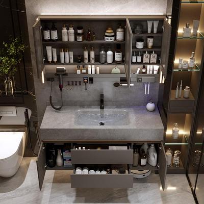 岩板热弯一体盆洗漱2台生间洗手池卫浴洗脸池盆柜025546新款室柜