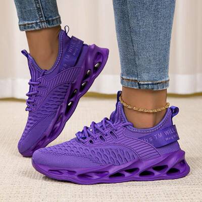 Breathable Purple Running Shoes for Men Women Lightweight