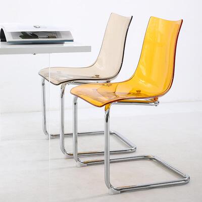 代简现约透克明椅子设计师亚力托亚斯餐椅家用餐网红创意靠8651背