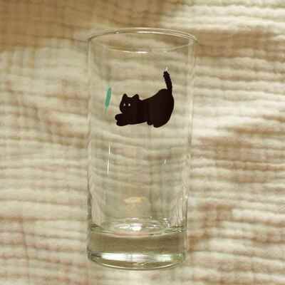 heyday 狗尾巴草和猫 海波杯玻璃水杯啤酒果汁饮料杯 350ml