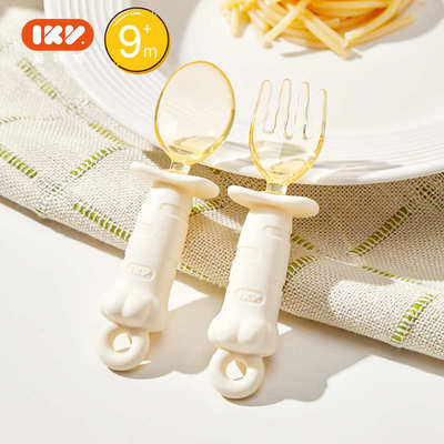 叉子咔勺婴幼儿宝宝ppsu硅胶勺儿童勺子威食辅餐具套装叉ikv短爱