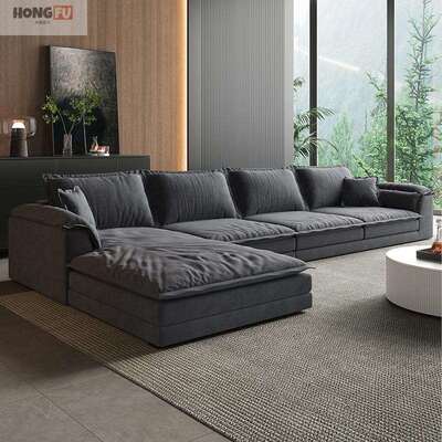 福月意式磨砂布艺代沙发客厅现极鸿简约大小UKD户型嘉宽坐深乳胶