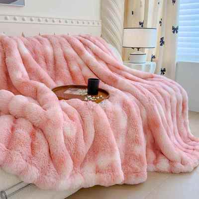 克新款高重加厚七彩大泡仿免绒毛家用双面68950绒舒适泡柔软毯不易掉毛