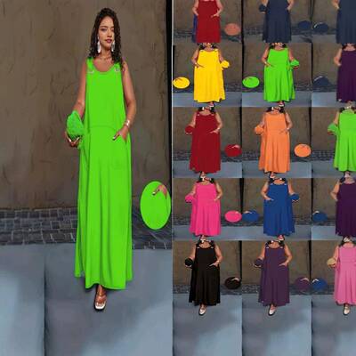 Women's Plus Size Loose Plain Dress - Casual Flowy Spring