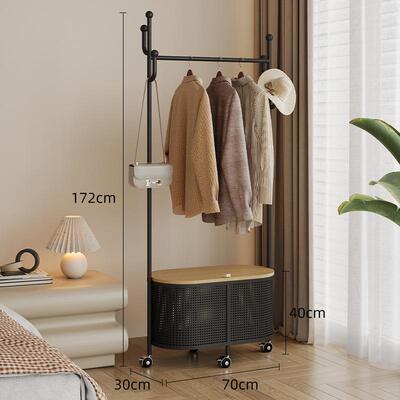 奶家ZTL油可移动衣架用风旋转穿衣镜落地衣斗柜一体带挂架可镜子