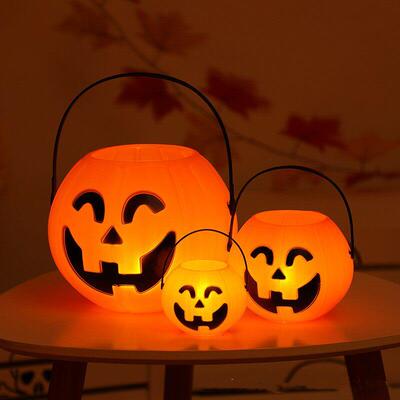 Halloween jack-o '-lantern with lid pumpkin bucket candy