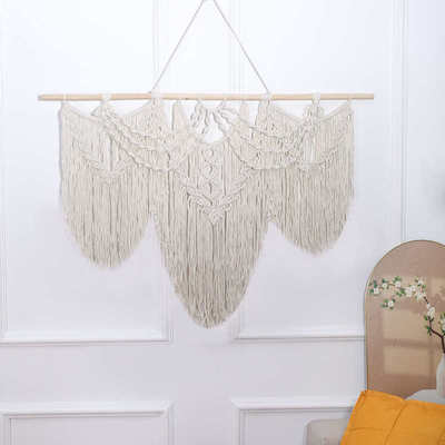 欧式波西米亚diy人工编织棉绳挂毯 流苏家居墙壁挂装饰软装