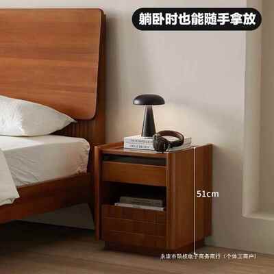 复古轻奢实木床头家用小ALAL型室储收柜卧纳物柜现代简约简易床边