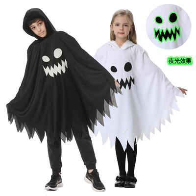 Halloween Black and White Ghost Glowing Ghost Face Cloak