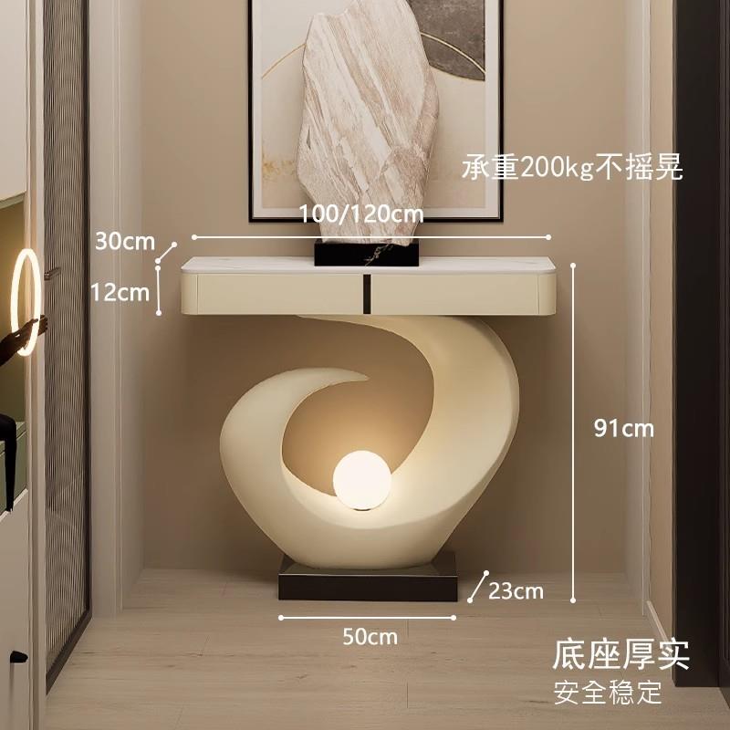 拥抱带灯玄关柜现代简约轻奢高档入户走廊别墅玄关桌设计师端景台