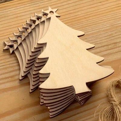 10pcs Diy Wooden Christmas Balls Craft Decoration Round Baub