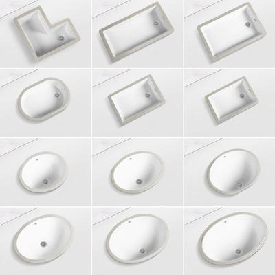 竖装陶瓷台下盆方形椭圆洗手盆酒店面盆阳台嵌入式家用侧下水水池