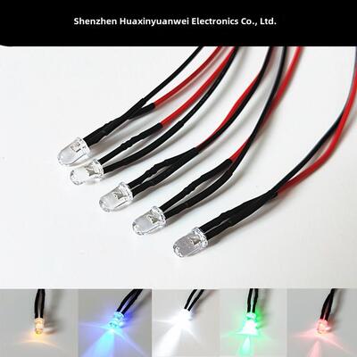 3V6V12V24V220V有线信号指示灯5mm灯头Led发光二极管线长20cm