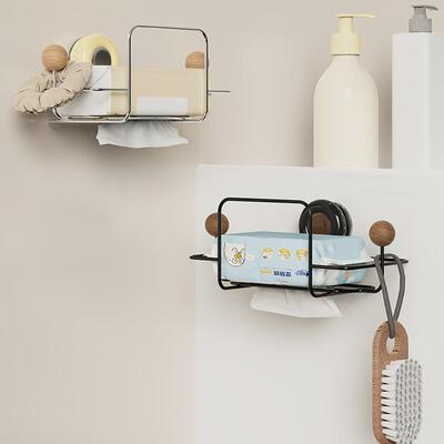 Suction Cup Kitchen Paper Towel Holder No-Drill Wipe Storage