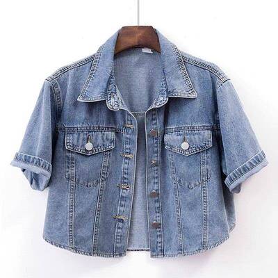 Q 51316 Light Blue Denim Jacket Short Sleeve 浅蓝色牛仔外套