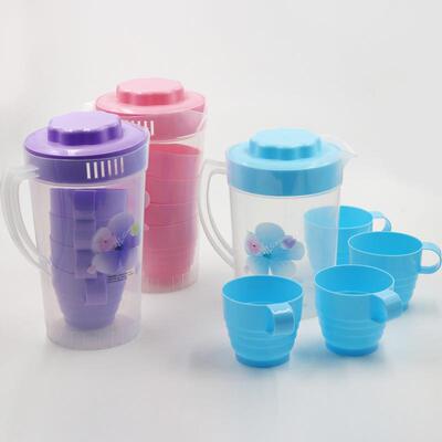 2000ml Home Cold Water Pitcher Set with Cups, Plastic Water