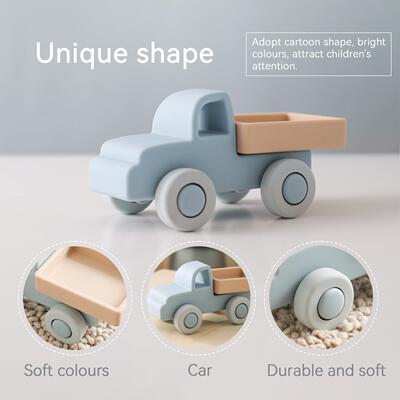 Baby Slcone Car Toys Montessor Baby Thngs Slcone Baby
