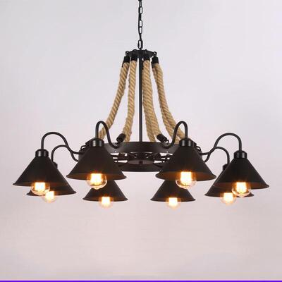 工业风麻绳吊灯服装店火锅网咖怀旧lo创ft铁艺Q0316餐意古厅复酒