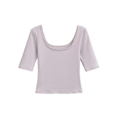 Mid neck shirt elastic base short top