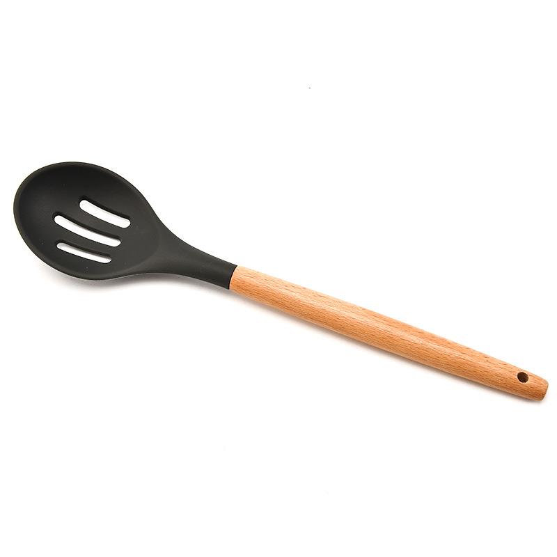 木柄硅胶厨具9件套不粘锅铲勺工具套装铲汤捞篱勺烹饪料理勺子