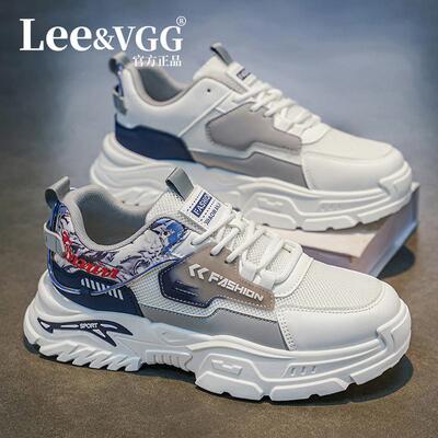 Lee&vgg男鞋2026新款夏季网面透气薄款百搭休闲运动软底老爹潮鞋