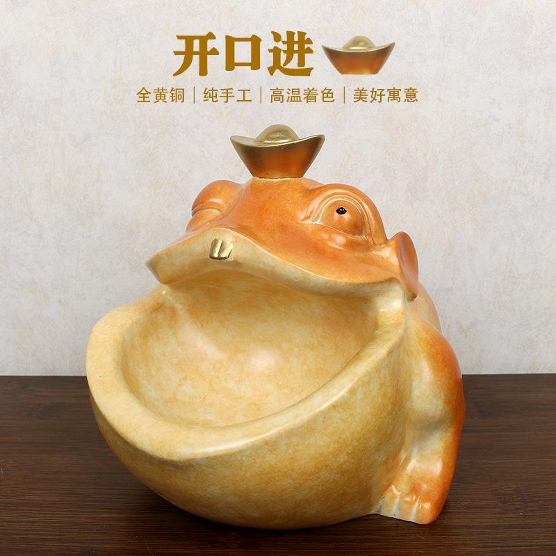 铜金蟾摆件三足蟾蜍店铺开业礼品黄铜家居客厅办公室装饰品