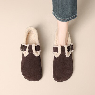 【意大利】René Vanvilla保暖加绒?平底1.5cm 磨砂皮毛毛勃肯鞋