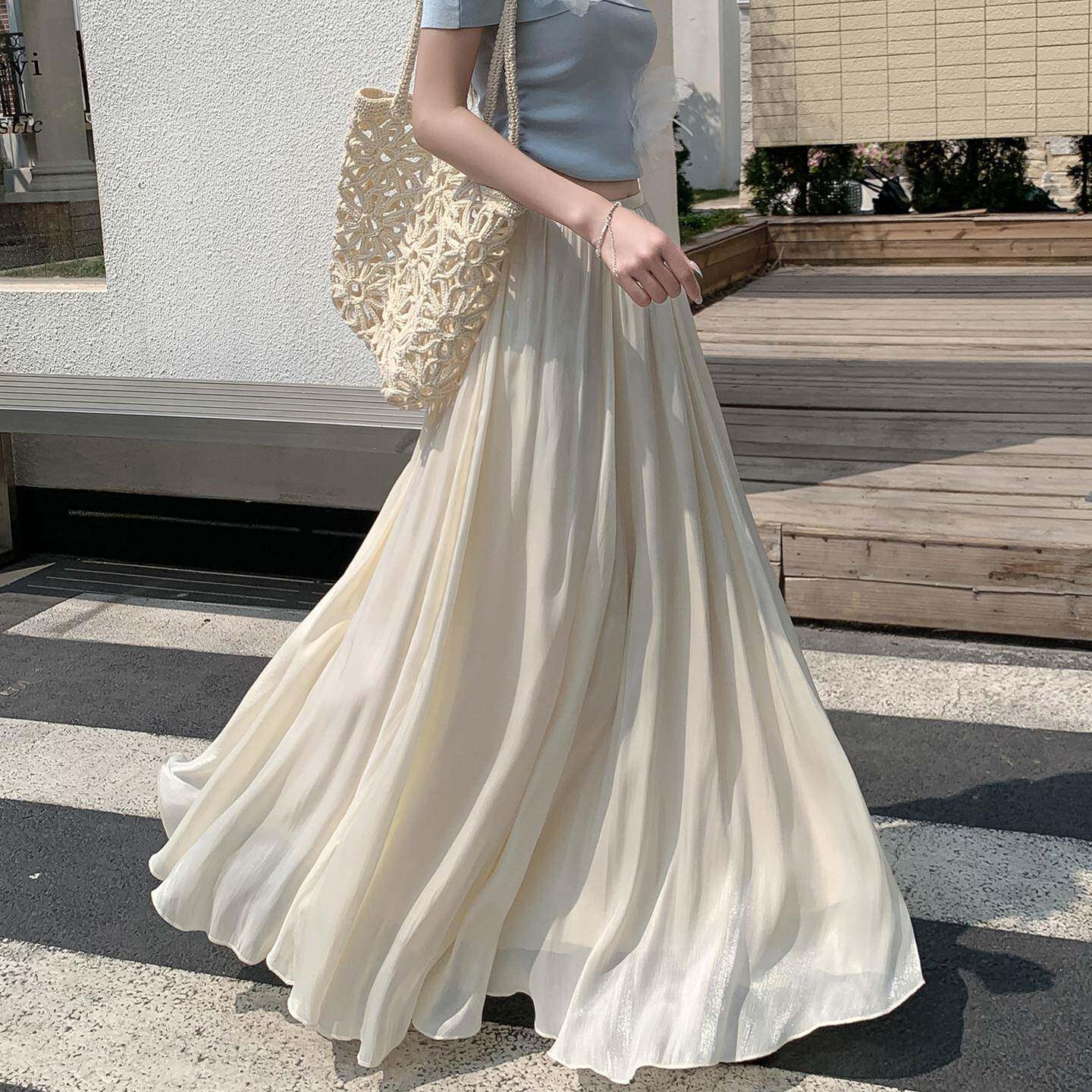 流光纱裙半身裙轻奢高级感女2026新款高腰显瘦a字裙飘逸大摆长裙