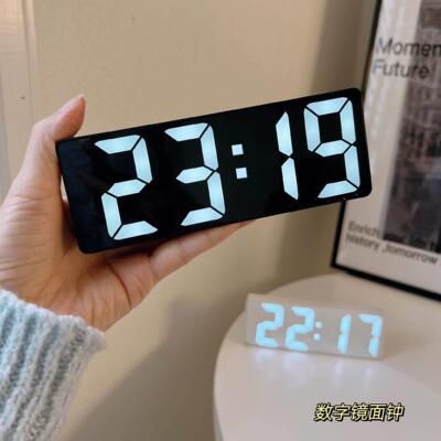 Mirror Digital Alarm Clock Table CSnooze Night LED Clocks